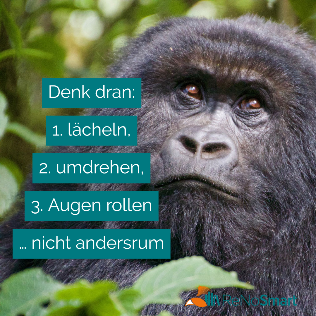 Denk dran: 1. lächeln, 2. umdrehen, 3. Augen rollen … nicht andersrum ...