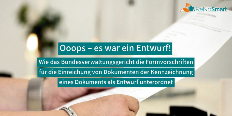 Ooops – es war ein Entwurf! - Alles für ReNos