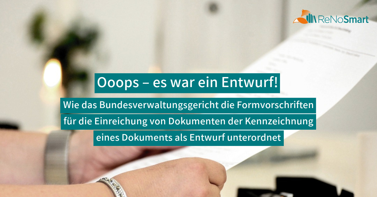 Ooops – es war ein Entwurf! - Alles für ReNos